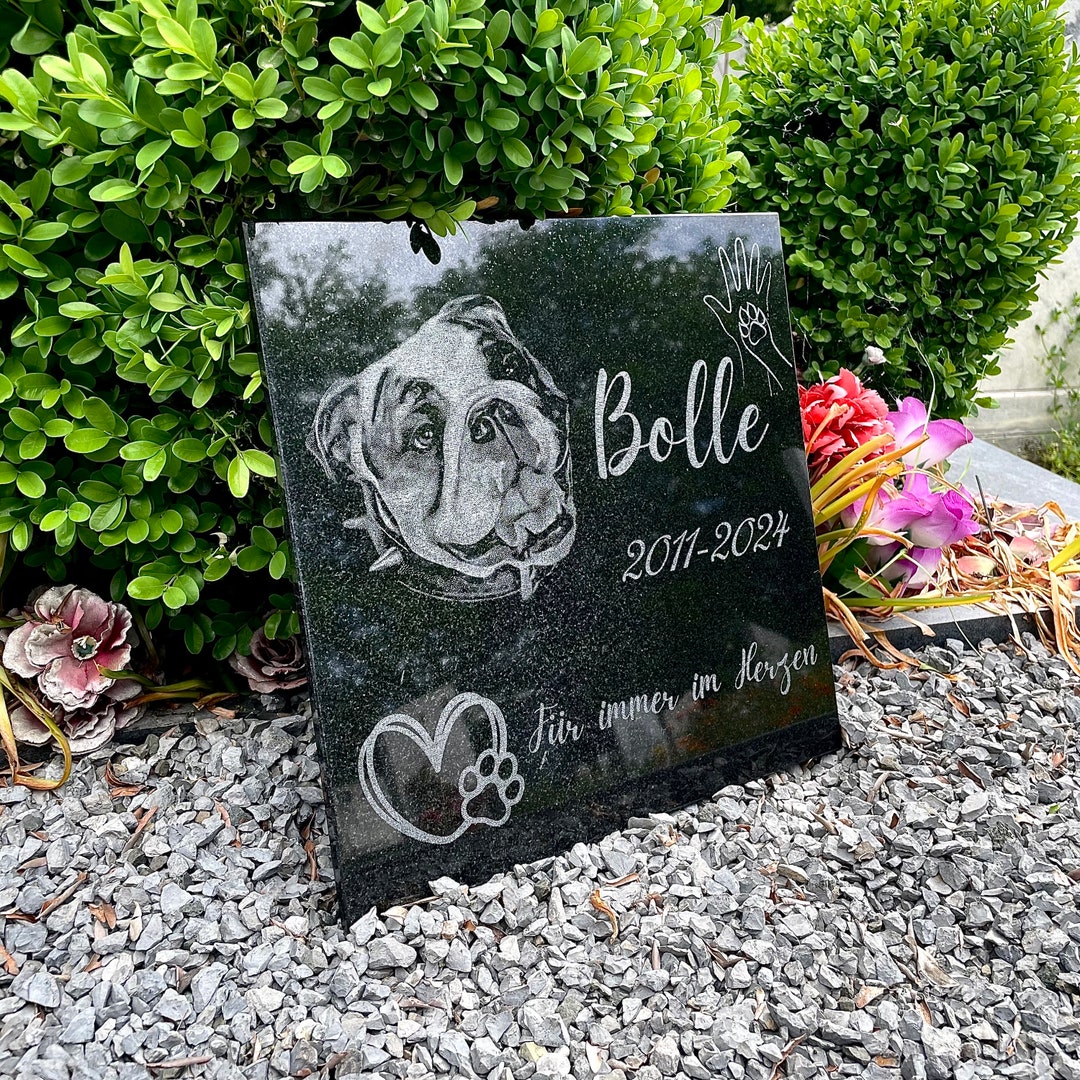 Pet Memorial Stone With Photo, Pet Headstone, Pet Garden Memorial , Pet ...