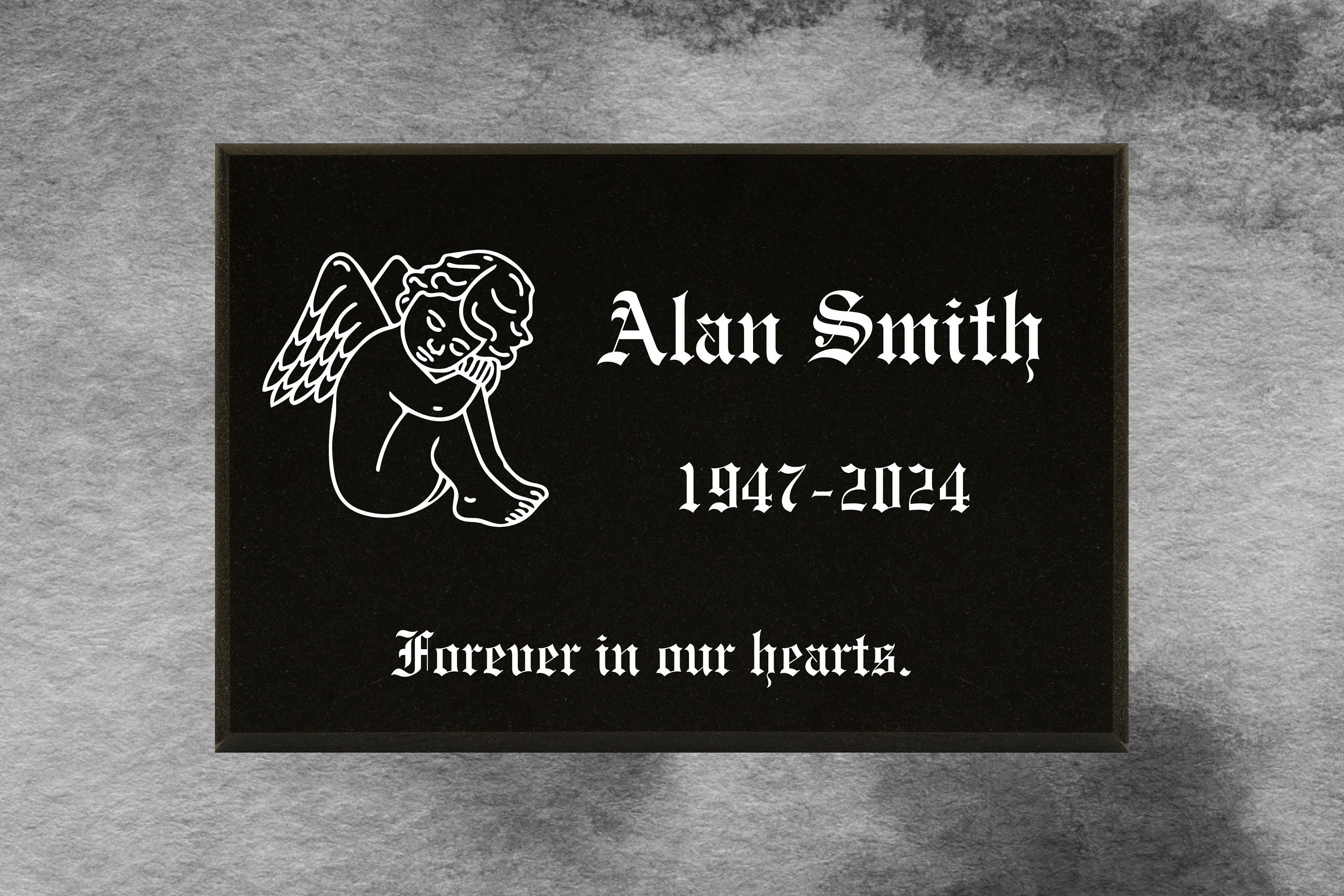 Personalized Angels Memorial Stone Custom Engraved Black Granite Grave ...
