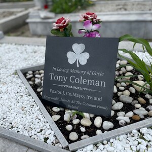Personalized Irish Memorial Stone: Shamrock & Celtic Harp Grave Marker ...