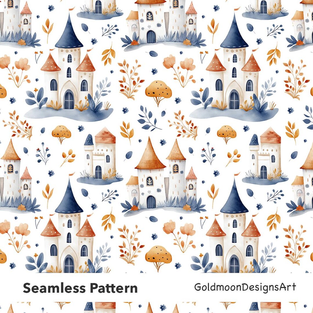 Fairytale Castle Seamless Pattern, Kids Fabric (digital Download) - Etsy