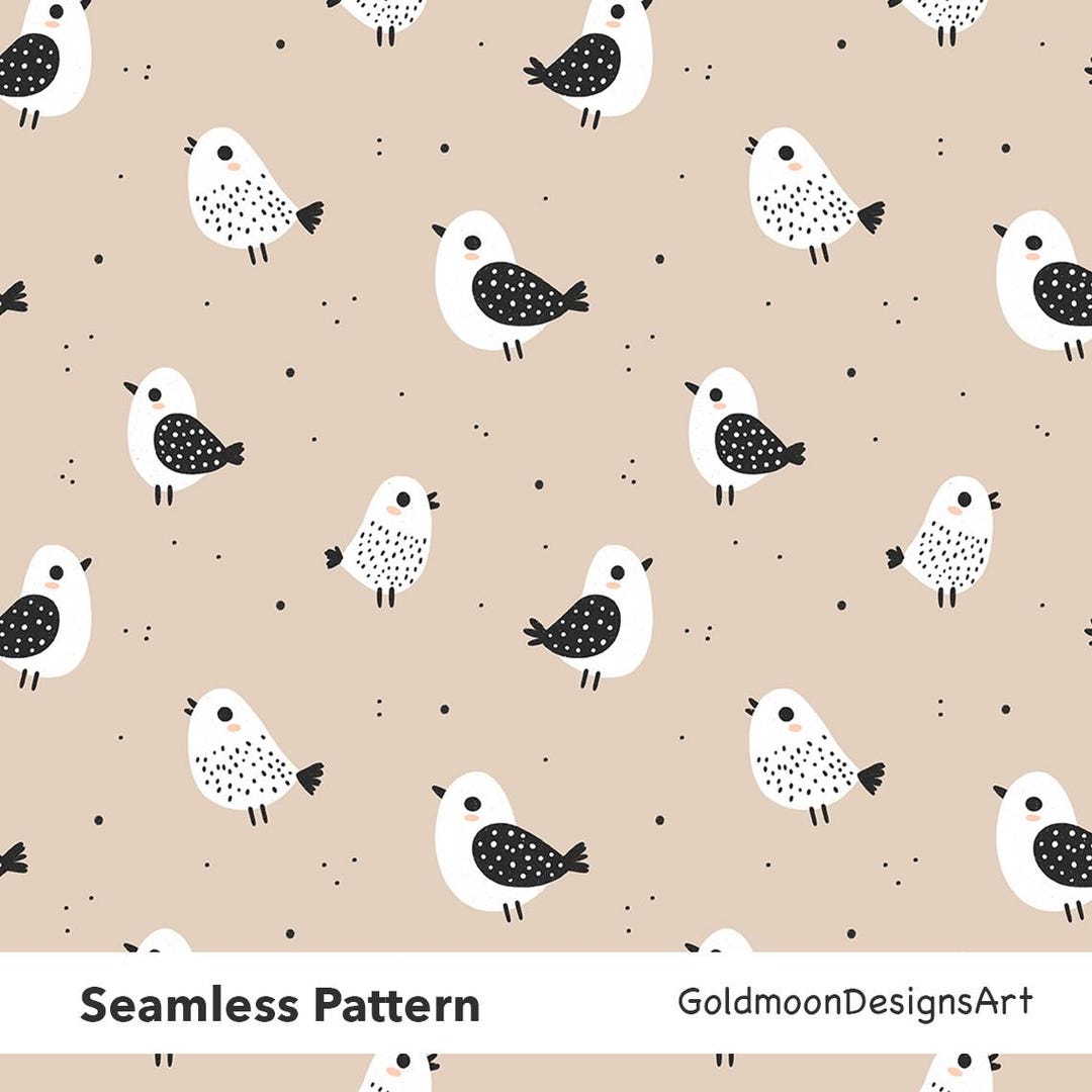 Scandinavian Birds Seamless Pattern, Nordic Nursery Decor (digital ...