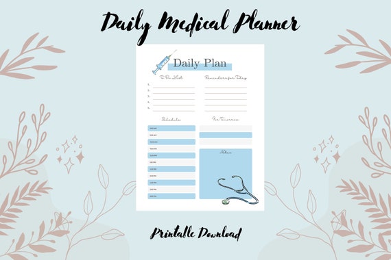 Medical Daily Planner Nurse Planner Daily Planner Printable - Etsy