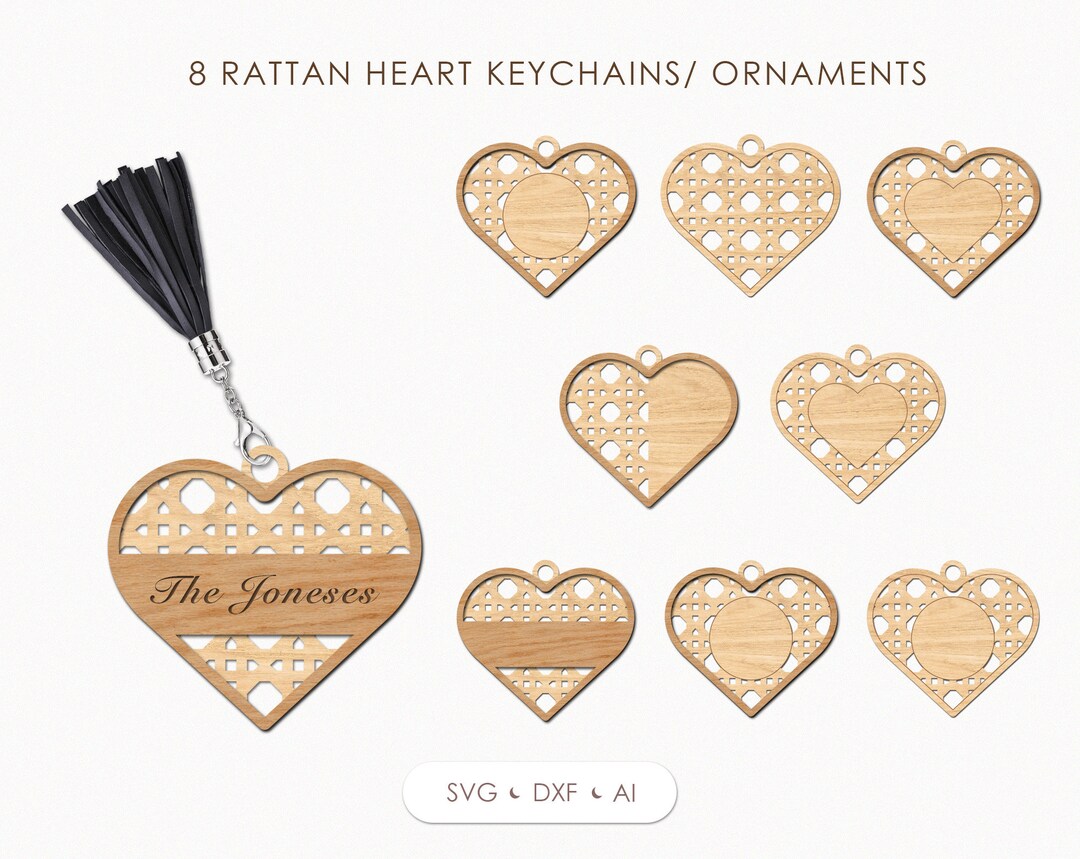 Heart Keychain Svg Bundle, Christmas Ornament Svg Laser Cut Files ...