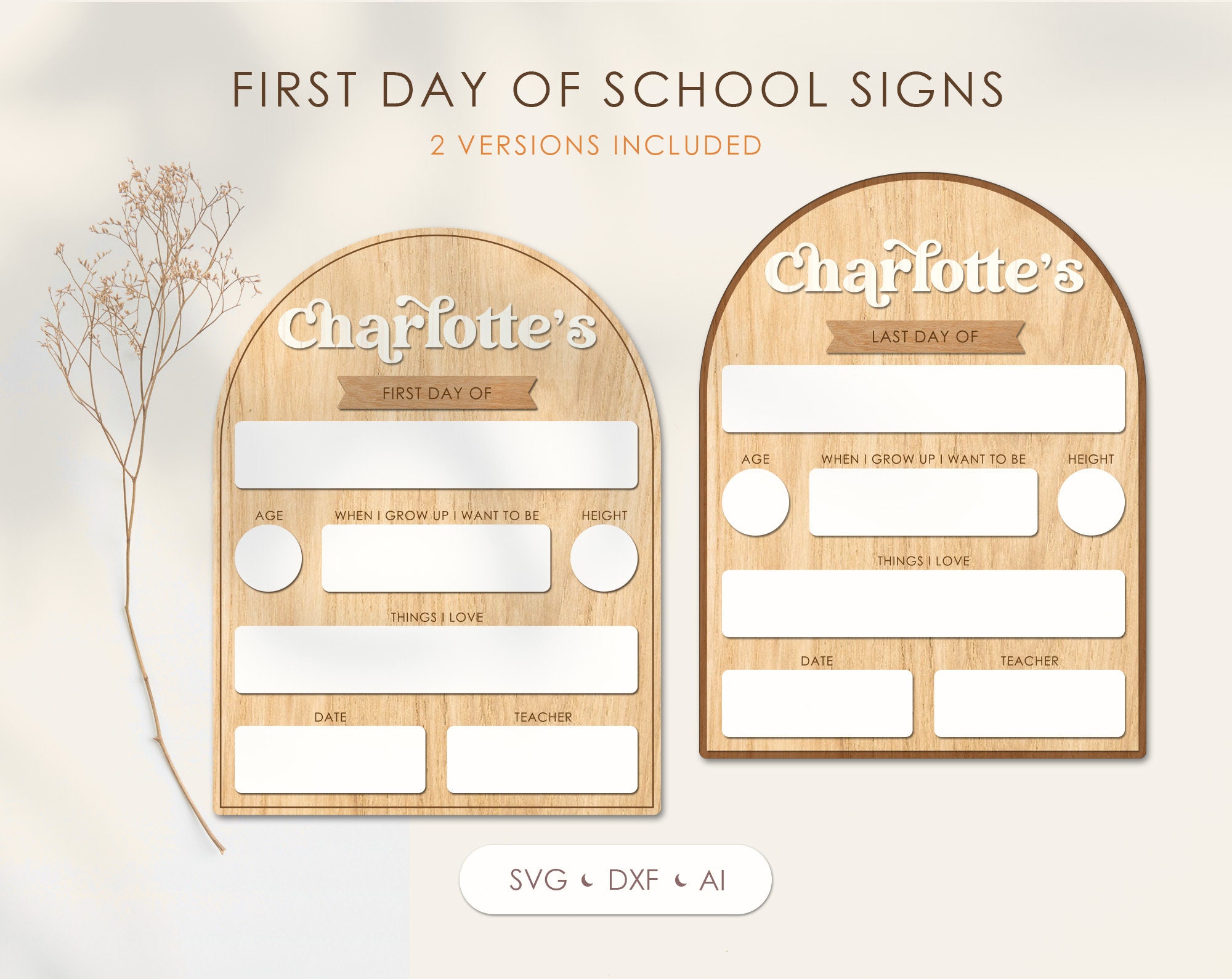 First Day of School Signs Svg, Last Day of School Svg, First Grade Svg ...
