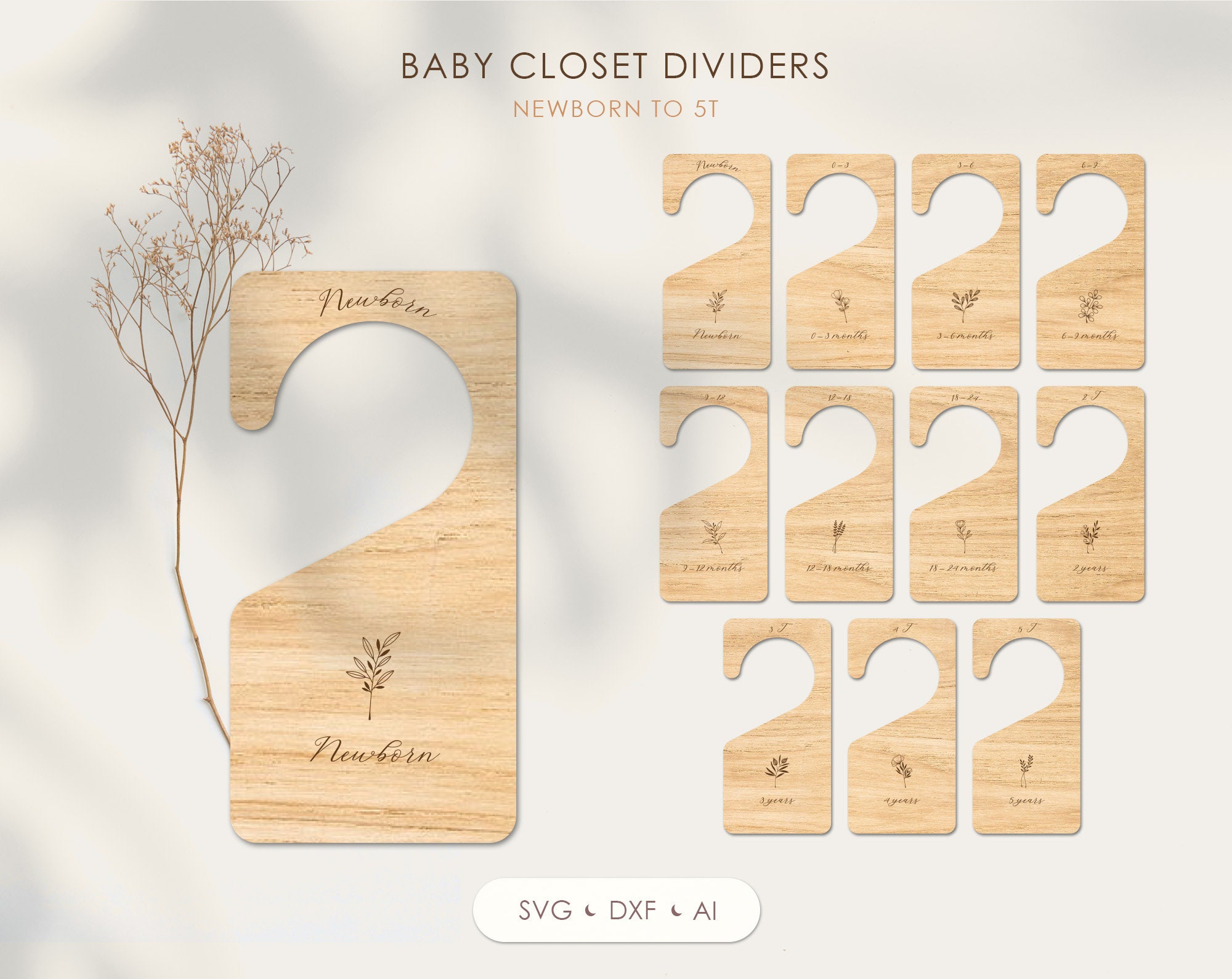 Baby Closet Dividers Svg, Boho Nursery Closet Dividers, Floral Dividers ...