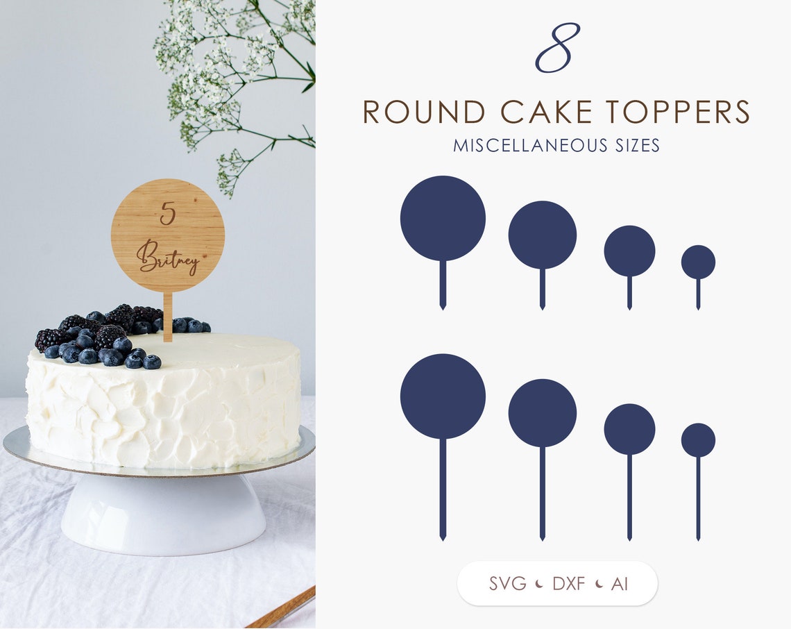 Circle Cake Toppers Svg Round Birthday or Wedding Cake Topper - Etsy