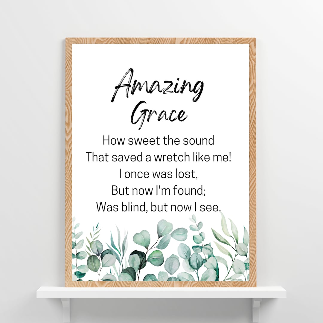 Amazing Grace Printable, Christian Printable Wall Art, Hymn Wall Art ...