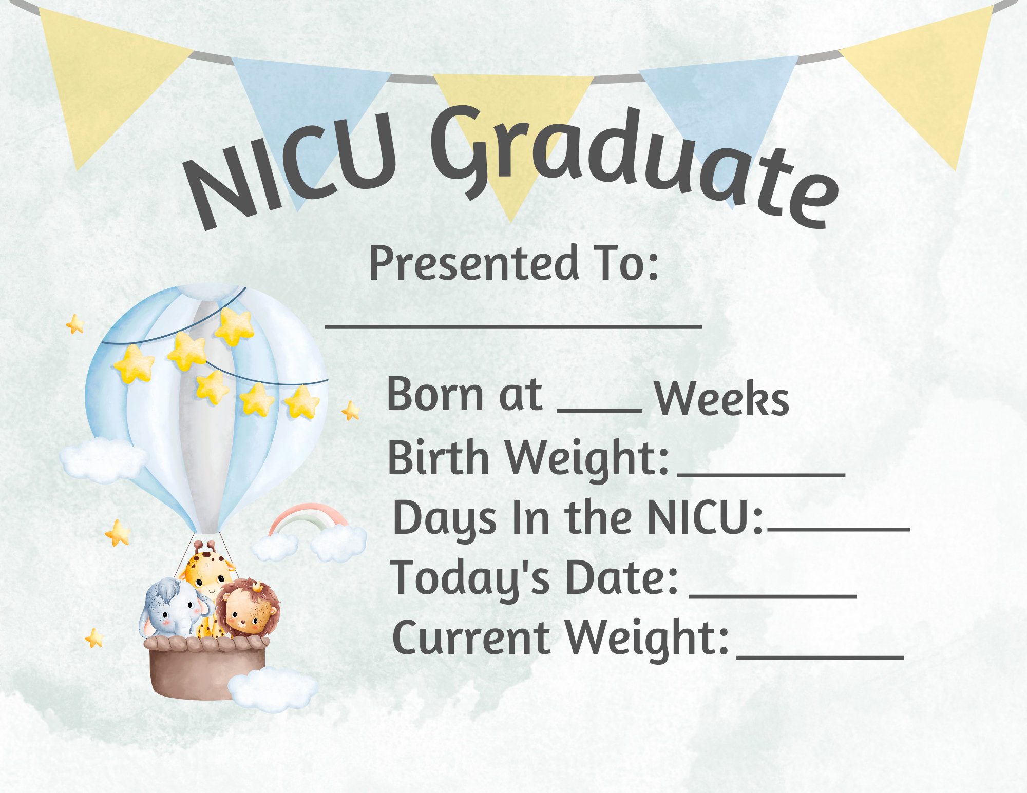 NICU Graduation Certificate Printable NICU Mom Gift Preemie - Etsy ...