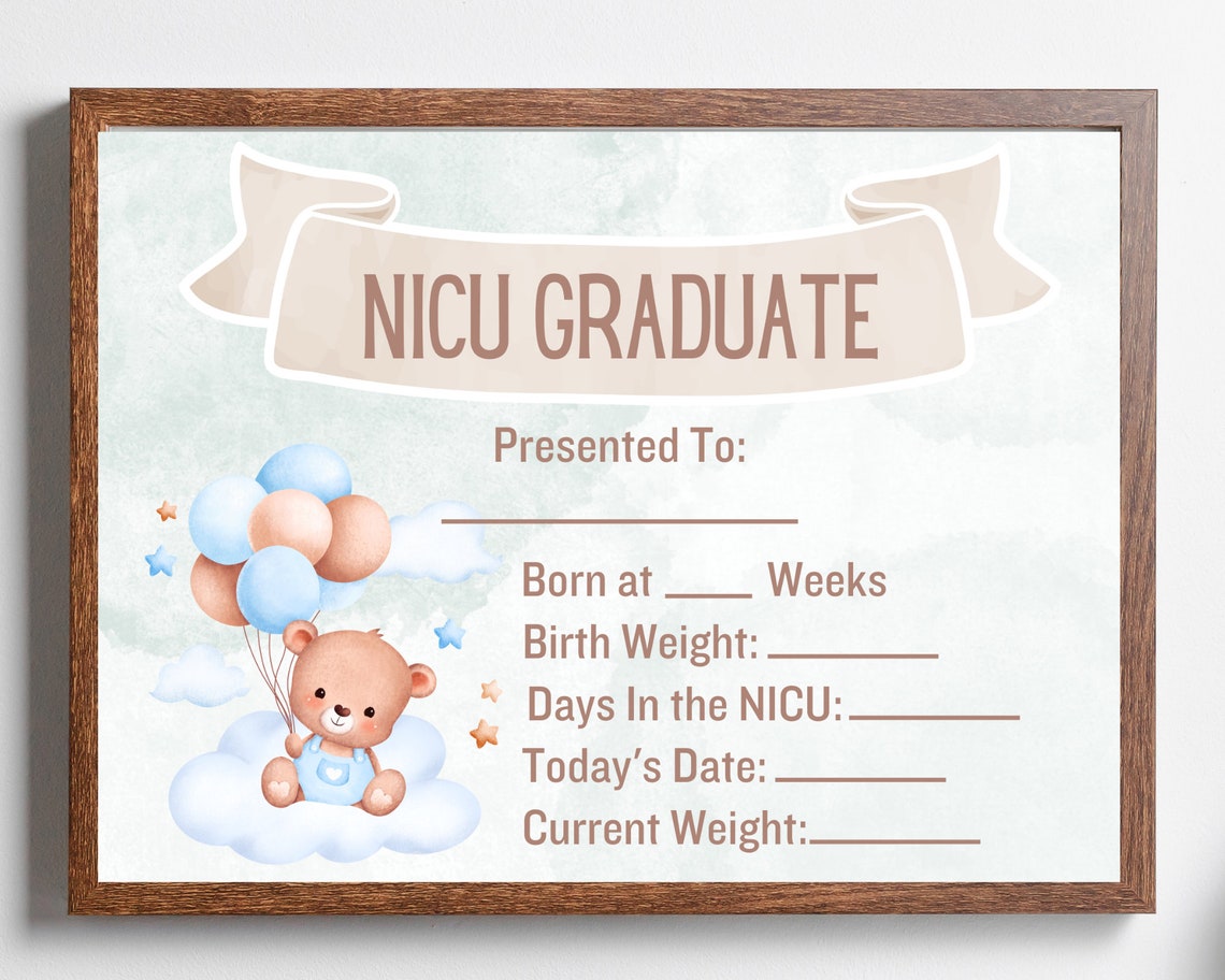 NICU Graduation Certificate, Preemie Baby Gift (printable) - Etsy