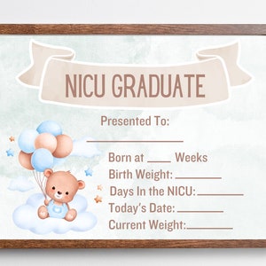 NICU Graduation Certificate, Preemie Baby Gift (printable) - Etsy