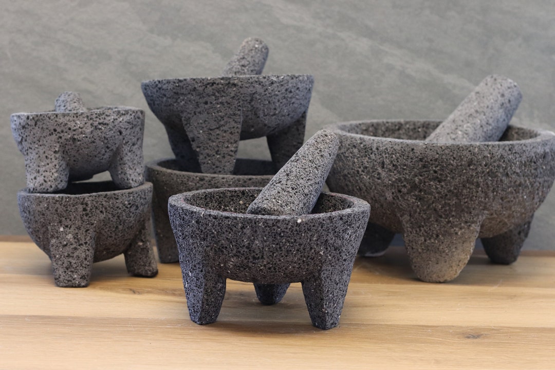 7 Molcajete Mexicano, Handmade Stone Mortar and Pestle Set, Salsa and ...