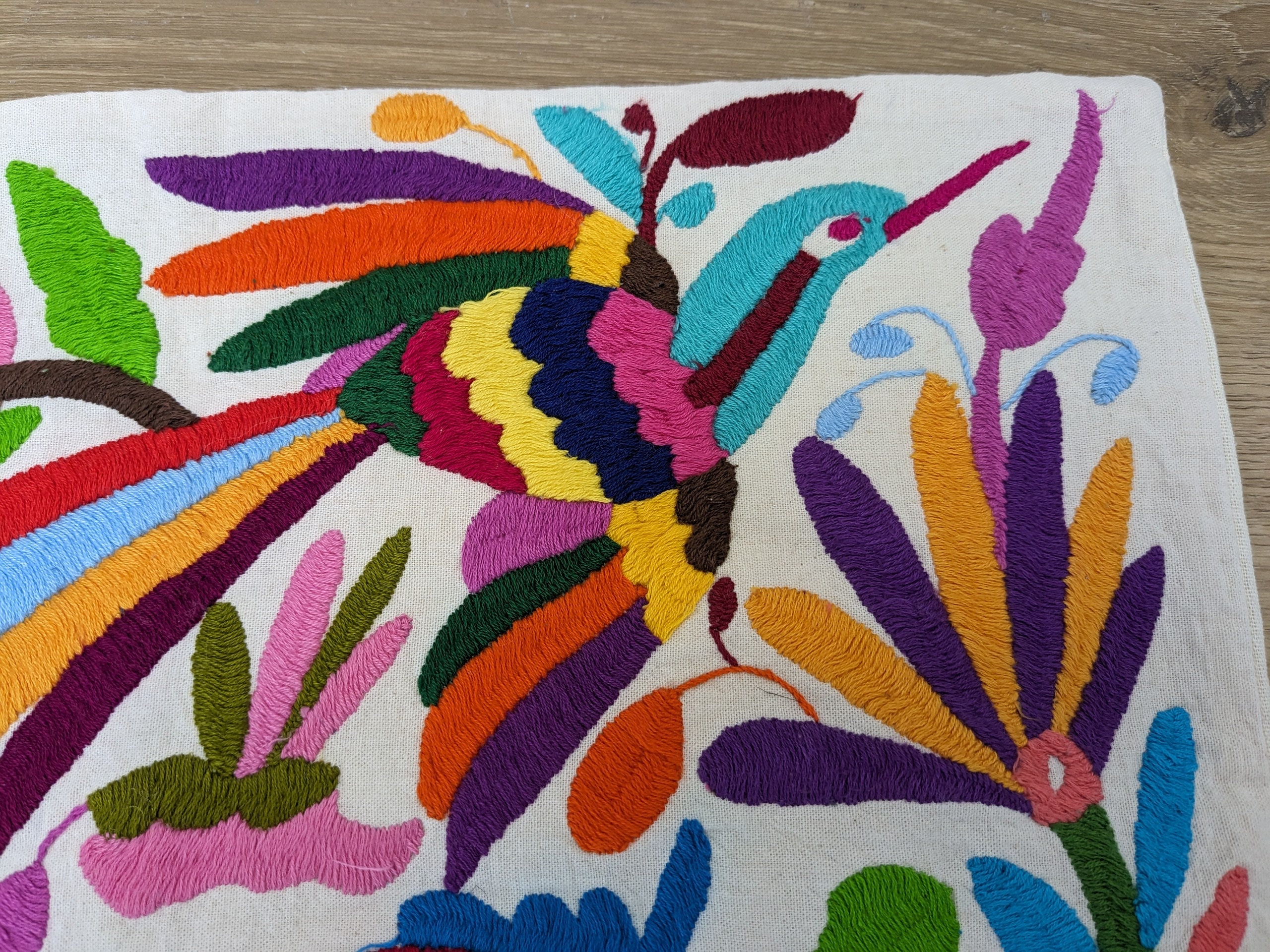 Throw Pillow Cover, Authentic Mexican Tenango, Hand Embroidered Otomi ...