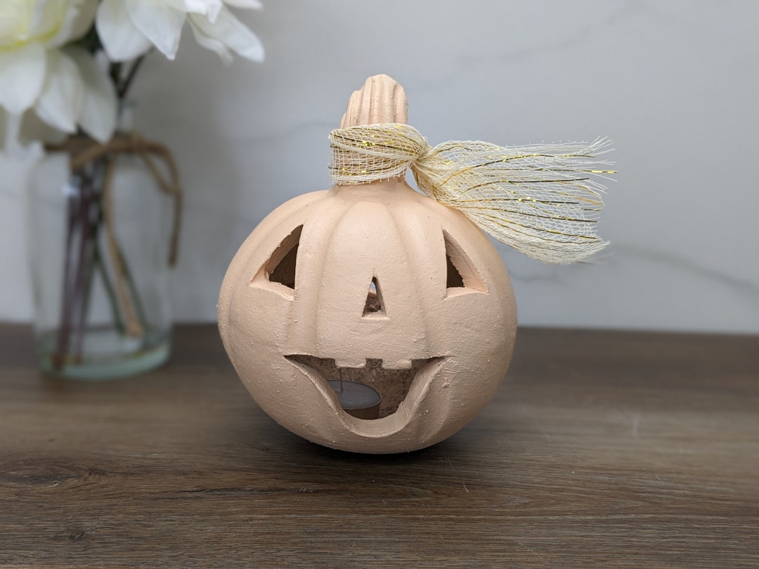 Clay Pottery Jack-o'-lantern Candle Lantern Pumpkin Decoration - Etsy