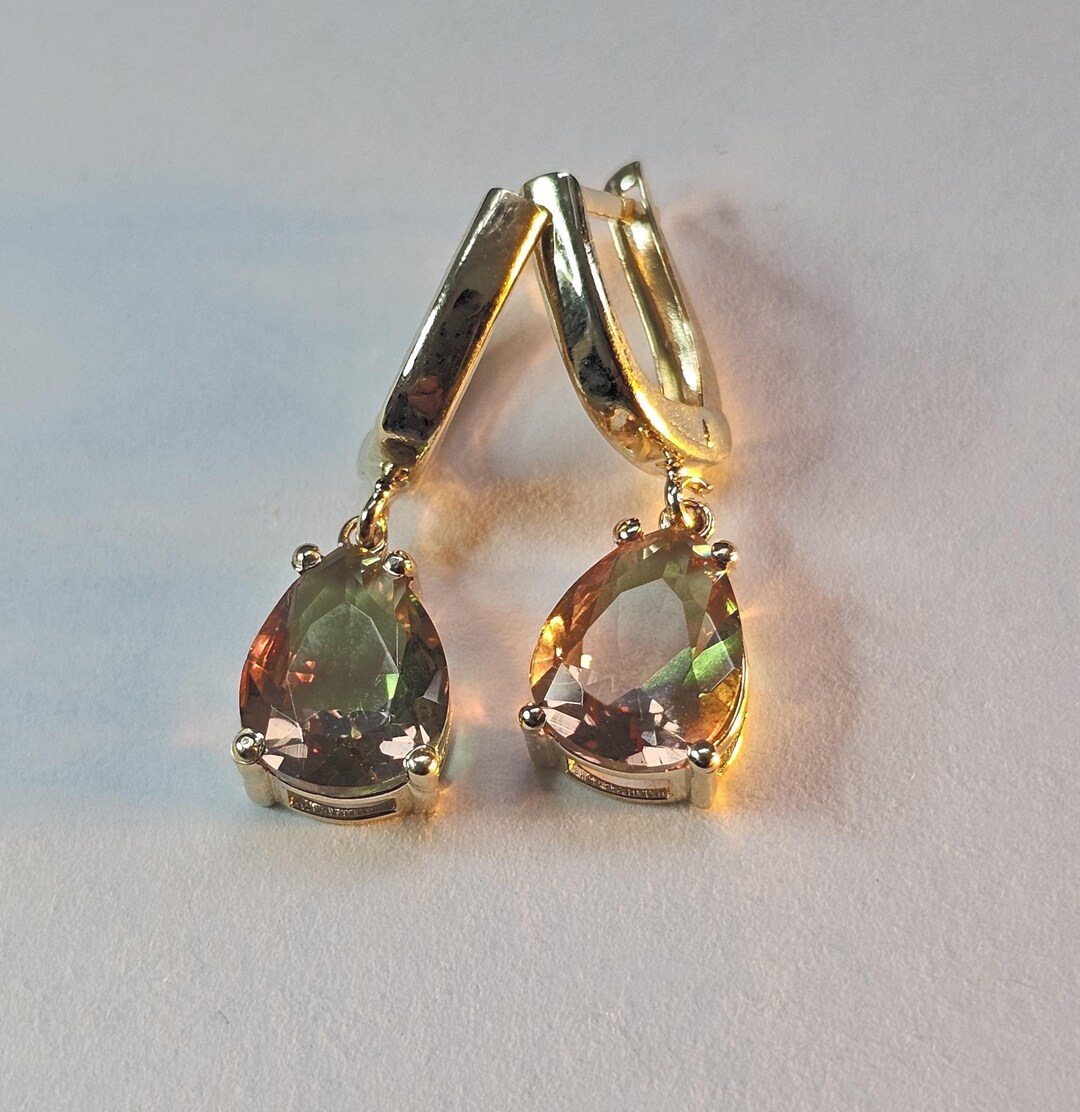 14K Solid Gold Color Change Sultanite Earrings: Turkish Diaspore, No US ...