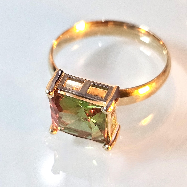 14K Solid Gold Sultanite Ring: Color Changing Diaspore Ring + Sultanit ...