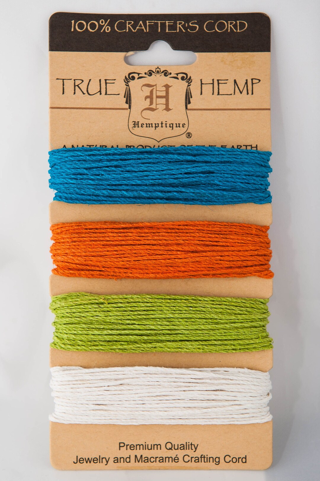 Hemp Cord, 1mm Thick, 30 Foot Strands, 4-strand Card, Assorted Colors ...
