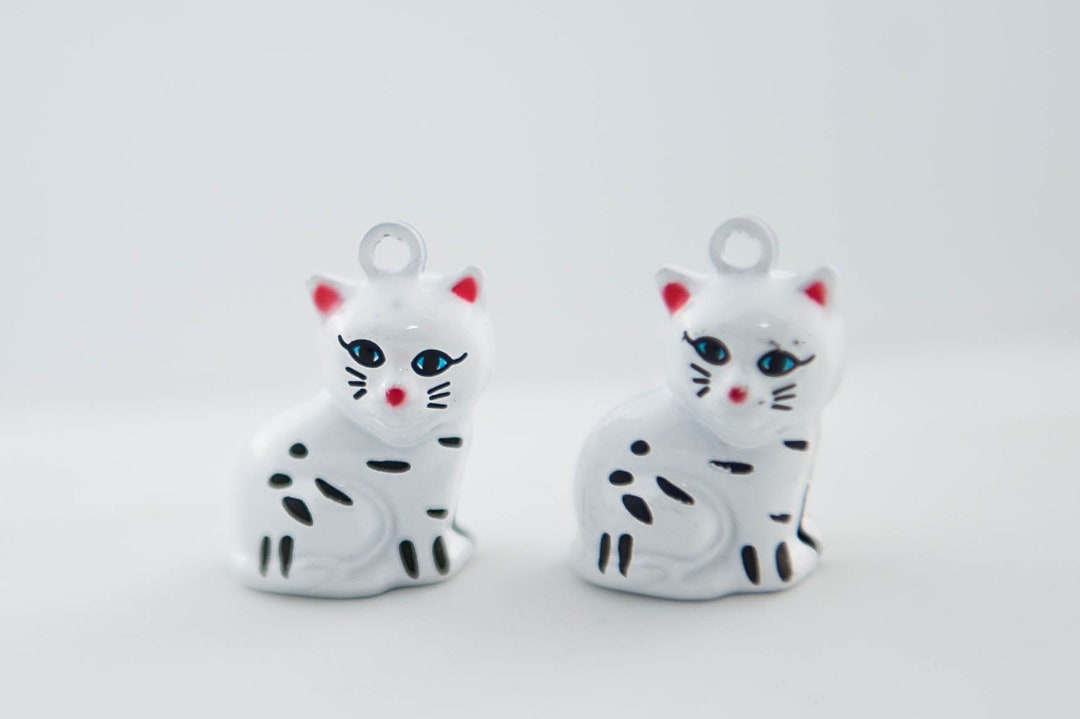 White Cat Bell With Clapper, Metal, 21x18mm, 2 Count - Etsy