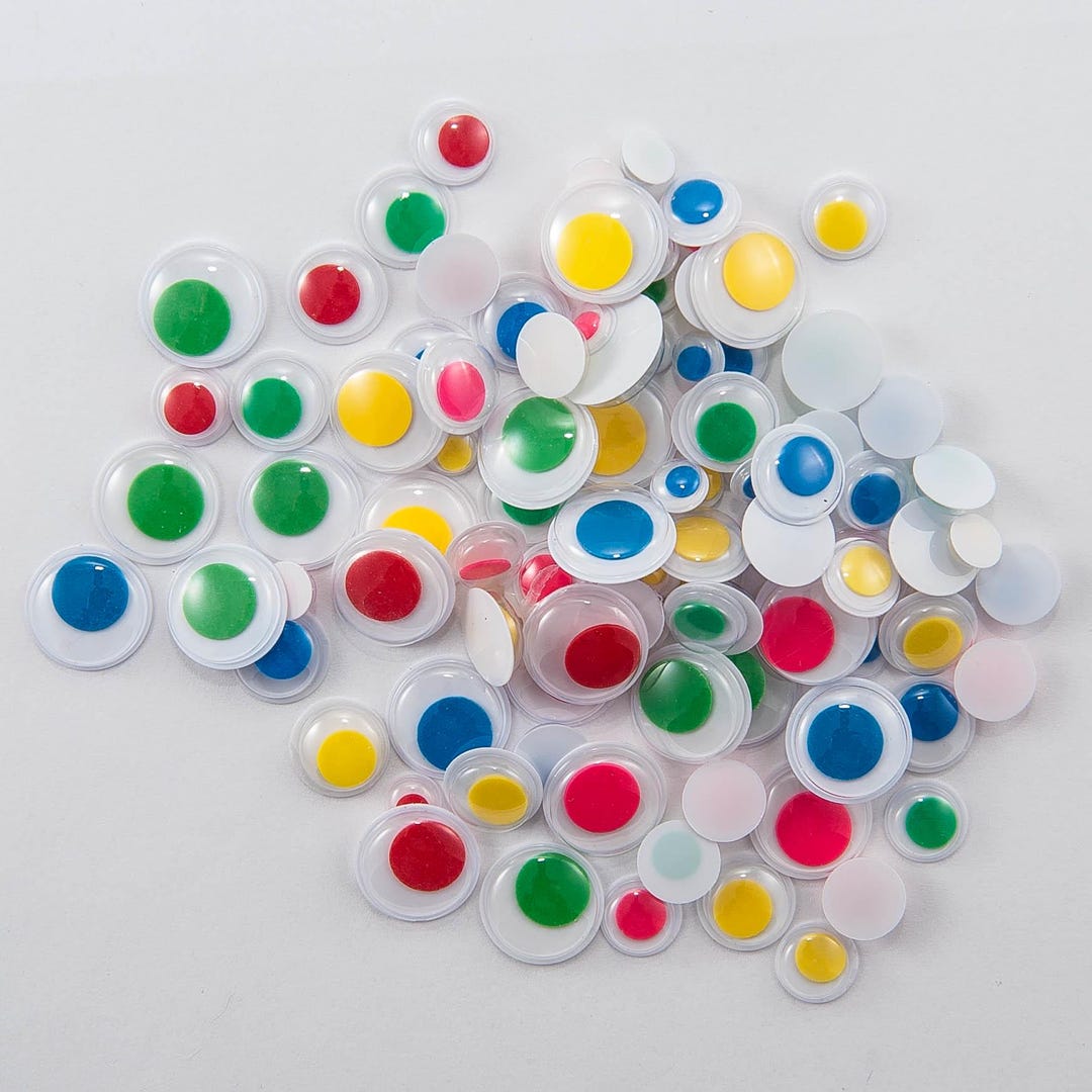 Googly Eyes, Multi-color, Various Sizes / 7-15mm, Non-sticky, 100 Count ...