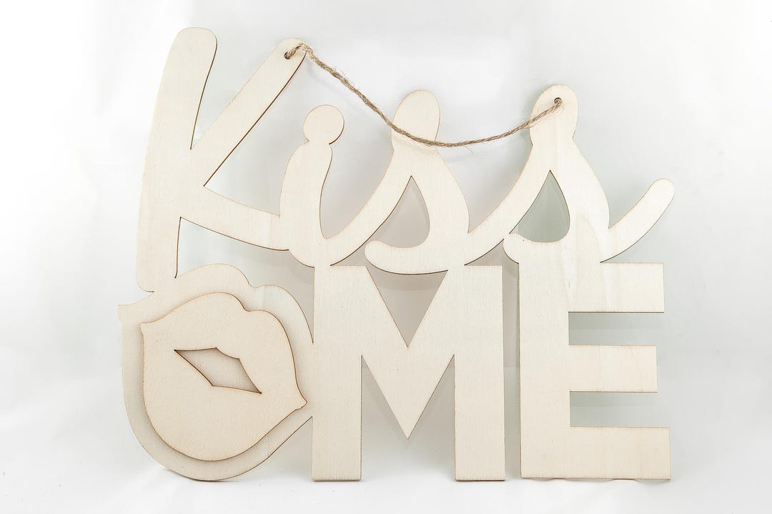 Wood "kiss Me" Cutout: DIY Valentine's Day Decor, 10.75x9 Inches, (1 ...