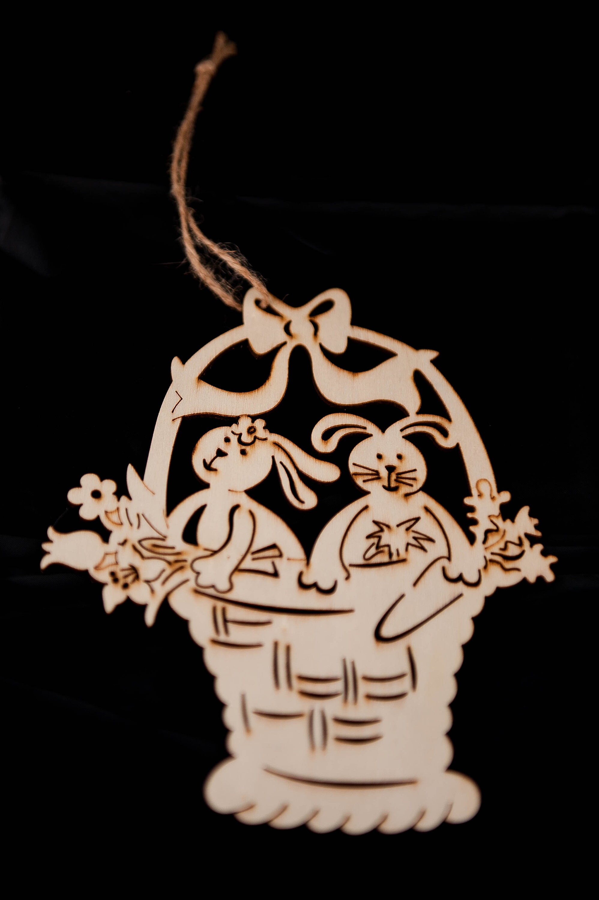 Wood Cutout Blank, Bunny Rabbits in Basket, Easter or Spring Themed ...
