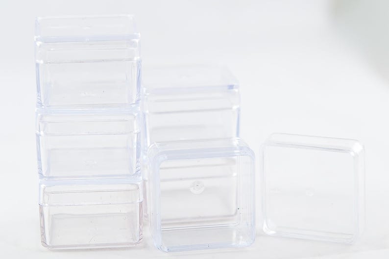 Clear Acrylic Containers, Square, 30x30x20mm, 6 Count, Tiny Storage ...
