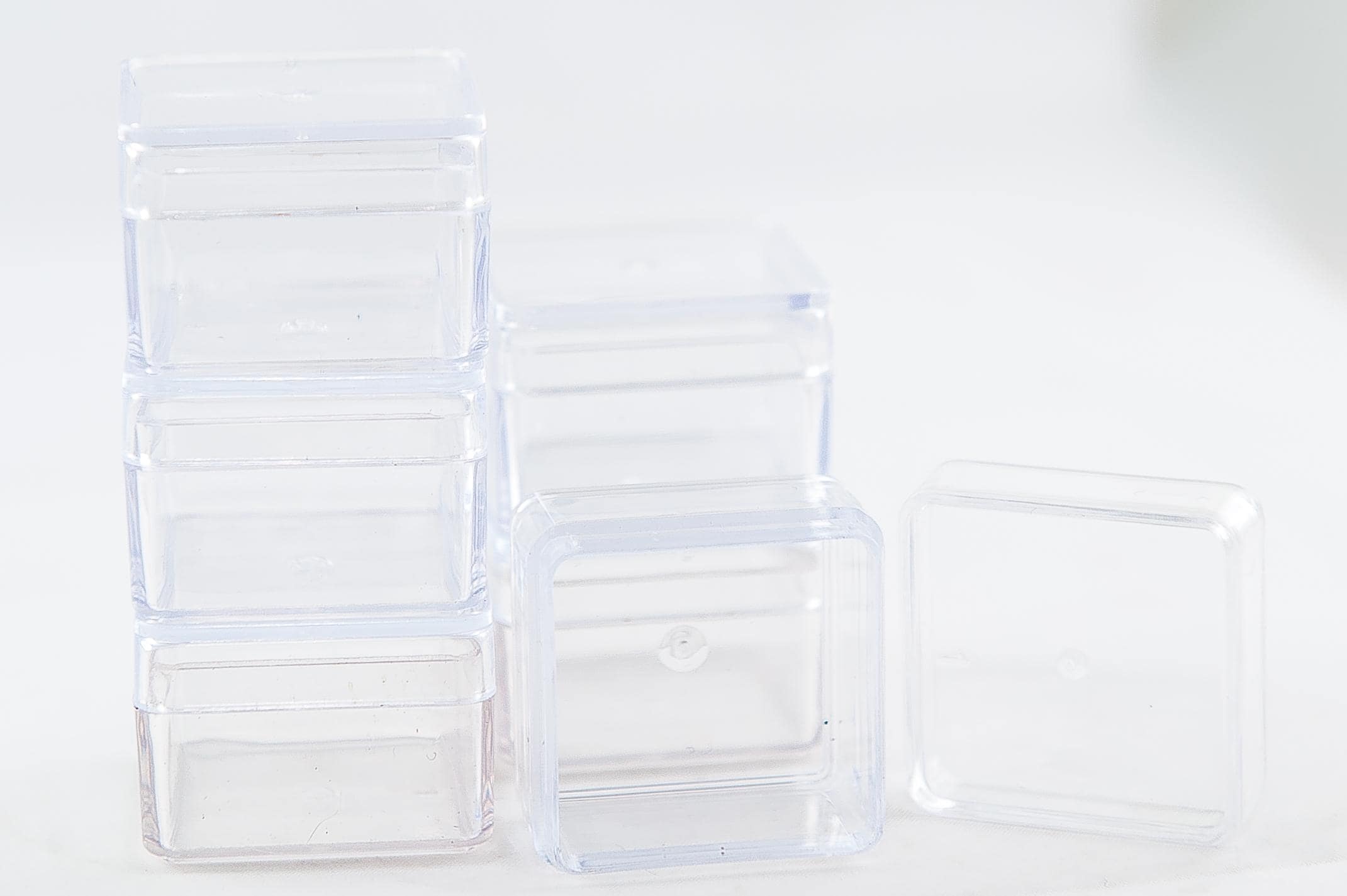 Clear Acrylic Containers, Square, 30x30x20mm, 6 Count, Tiny Storage ...