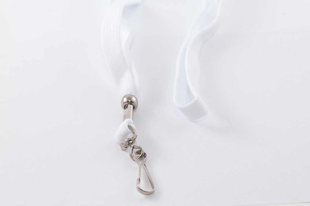 Lanyard, White, Woven Polyester, Swivel Hook, 35 Inches, 1 Count ...