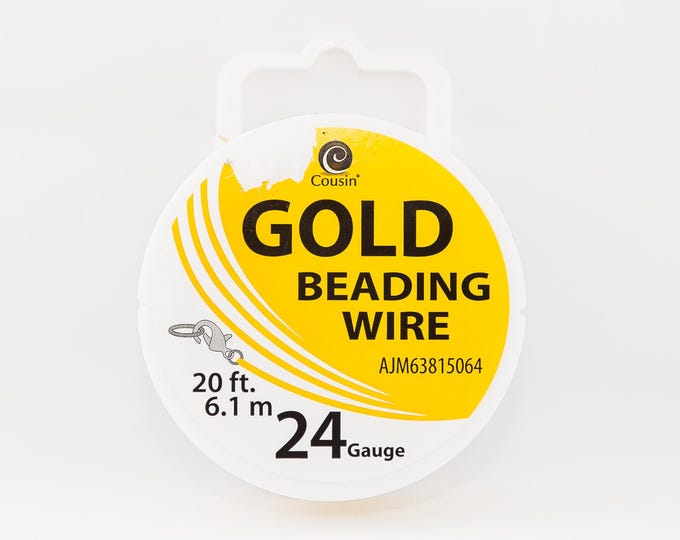 Gold Beading Wire, 24 Gauge, 20 Feet, Great for Jewelry Making, Gift ...
