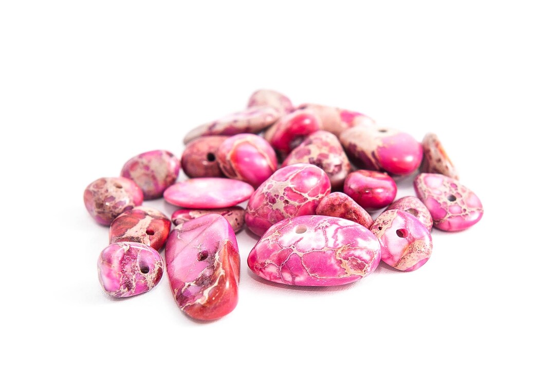 Pink Jasper Chip Beads: Natural Stone Nugget Mix, Small to Large, for ...