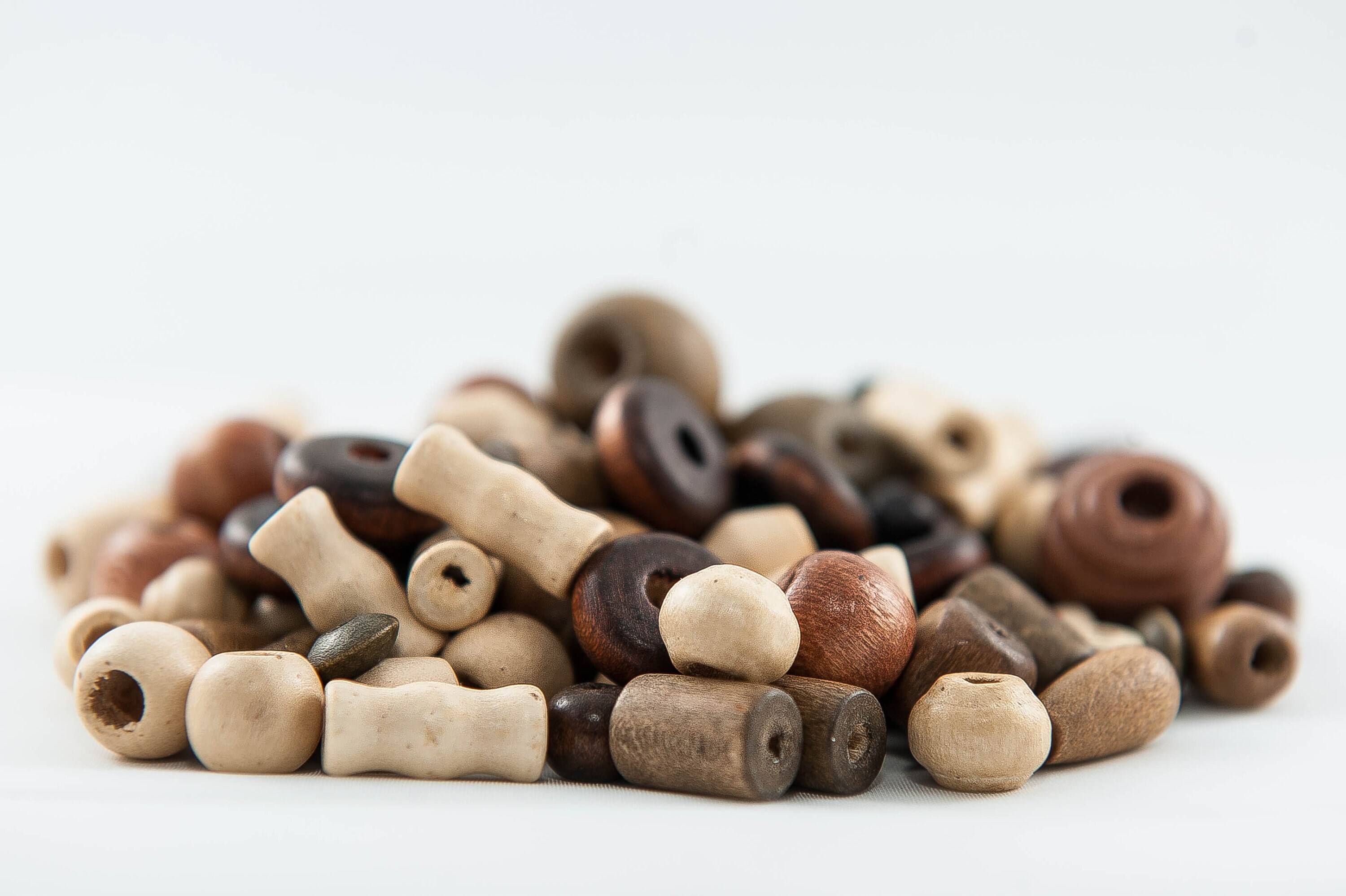 Natural Wood Bead Mix, Cream, Brown, Tan, Green, Various Shapes & Sizes ...