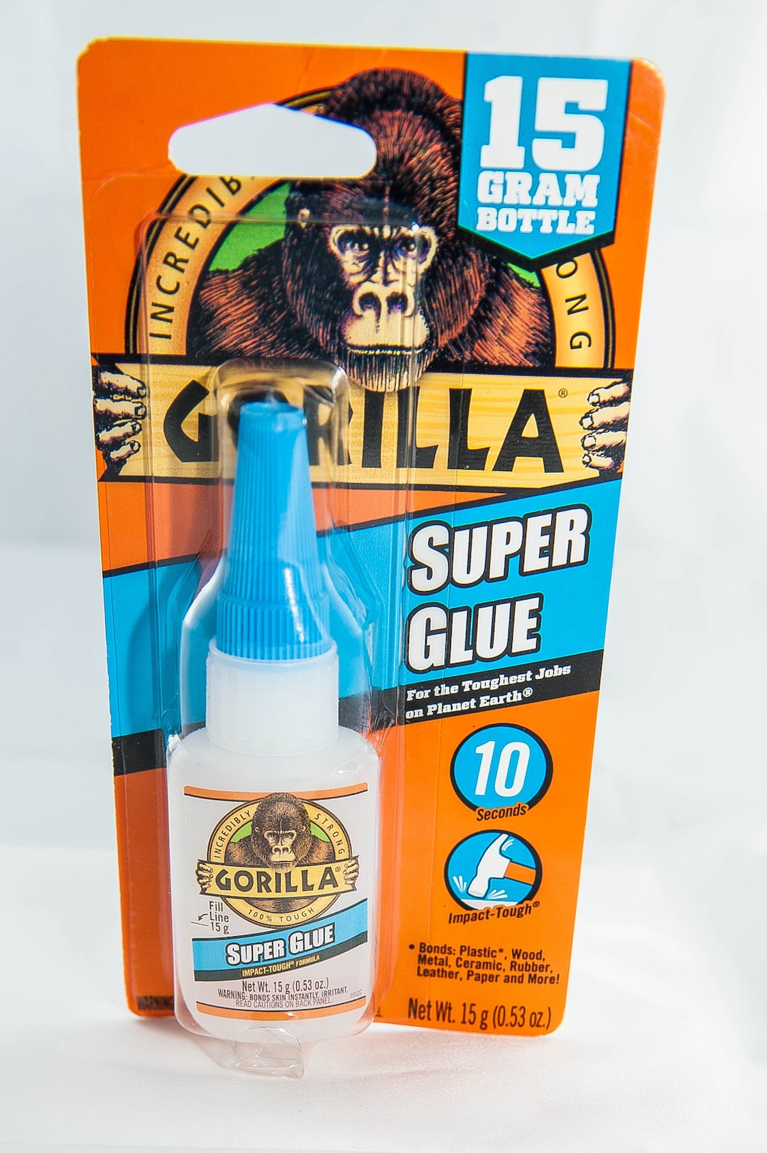 Gorilla Super Glue, 15 Gram Bottle, Bonds in Seconds, Anti-clog Cap ...