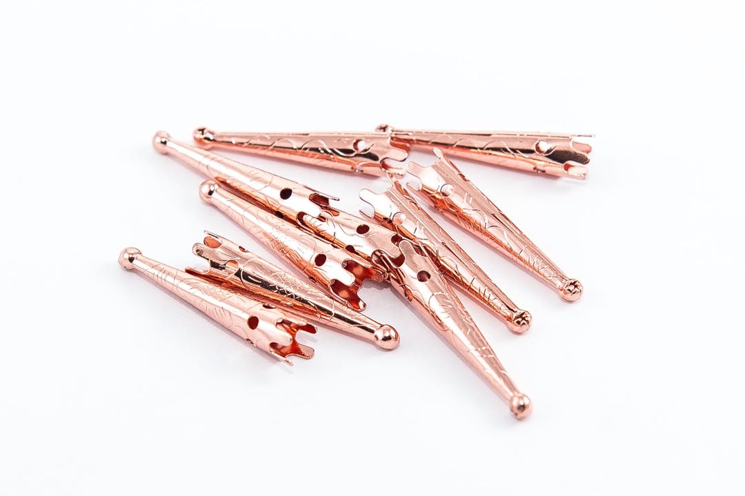Copper Steel Bolo Tips: Flower Design, 33x7mm, Rose Gold Finish (10 ...