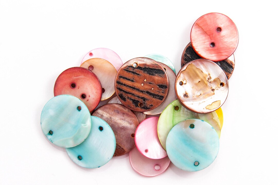 Mother of Pearl Shell Button Mix, Multicolor, Various Sizes and Hole ...