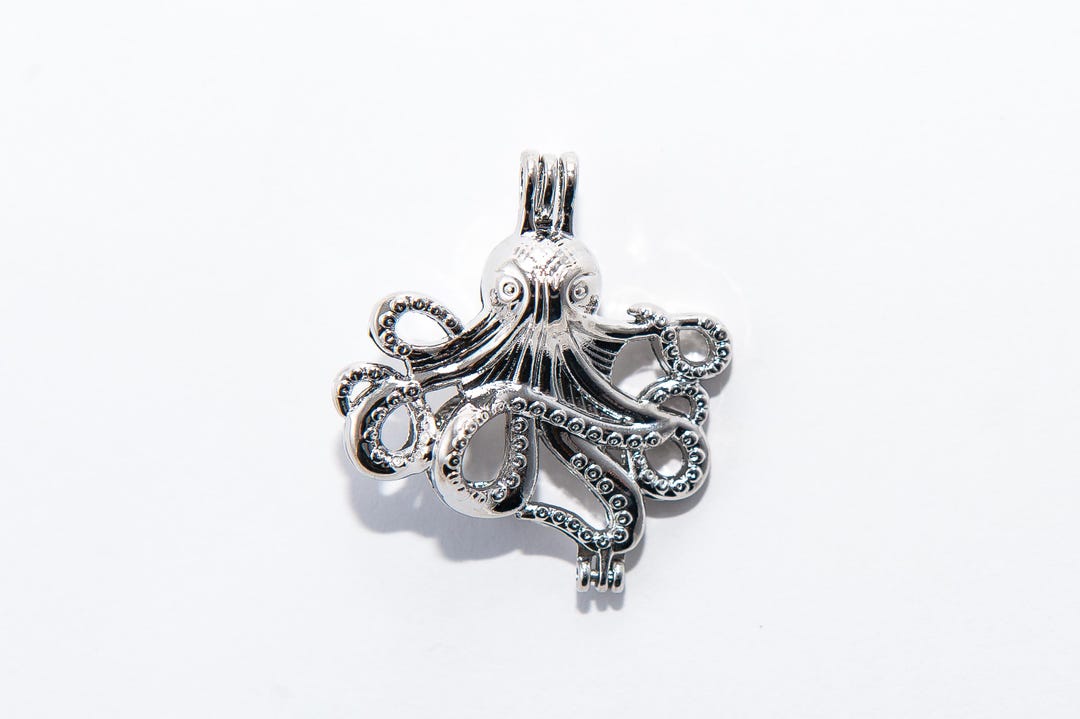 Silver Octopus Bead Cage Pendant: 36x33mm, for up to 8mm Beads (1 Count ...
