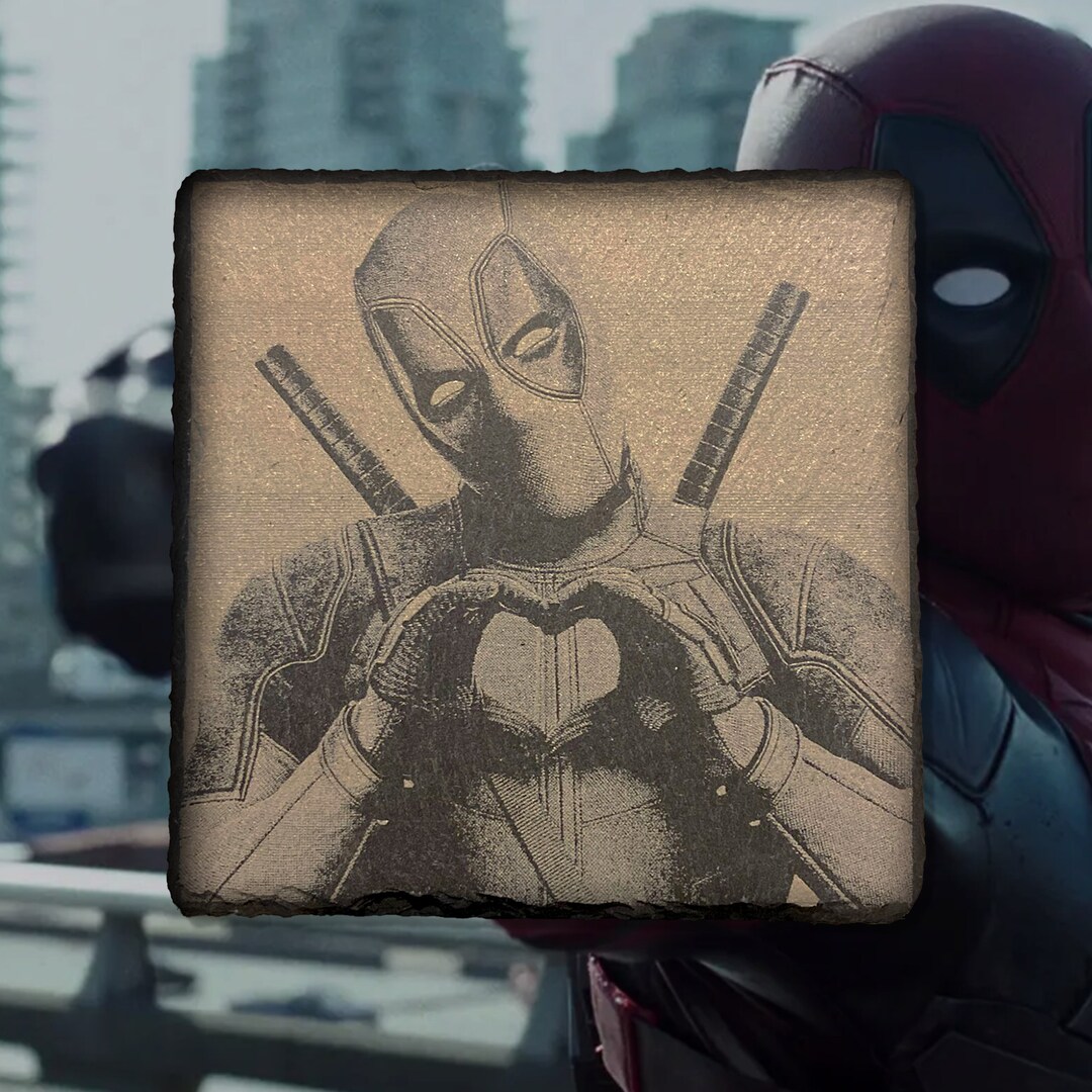 Deadpool Heart Hands Engraved Slate Coaster - Etsy UK
