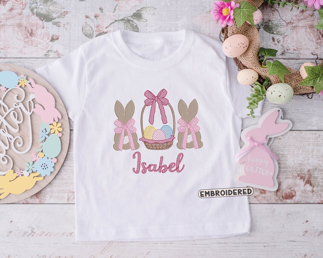 Embroidered Easter Shirt for Girls, Easter Bunny Embroidered Shirt ...