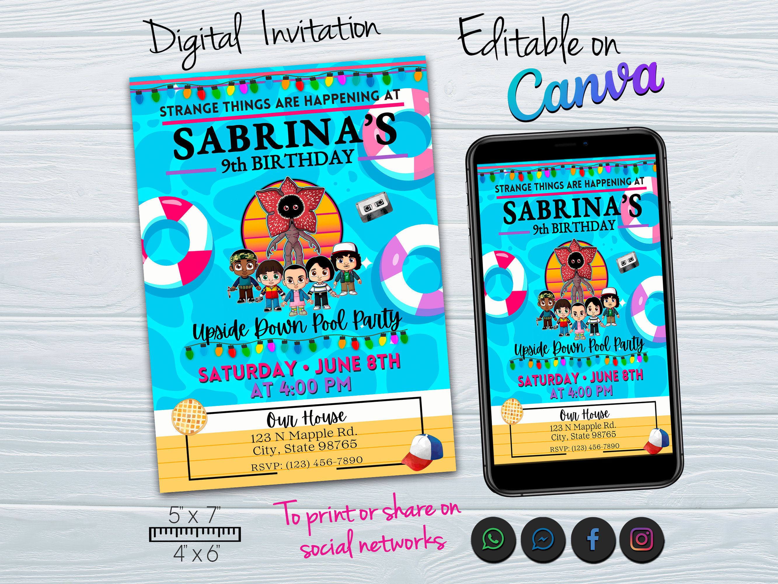 Stranger Things Pool Party Invitation, STRANGER THINGS Birthday ...