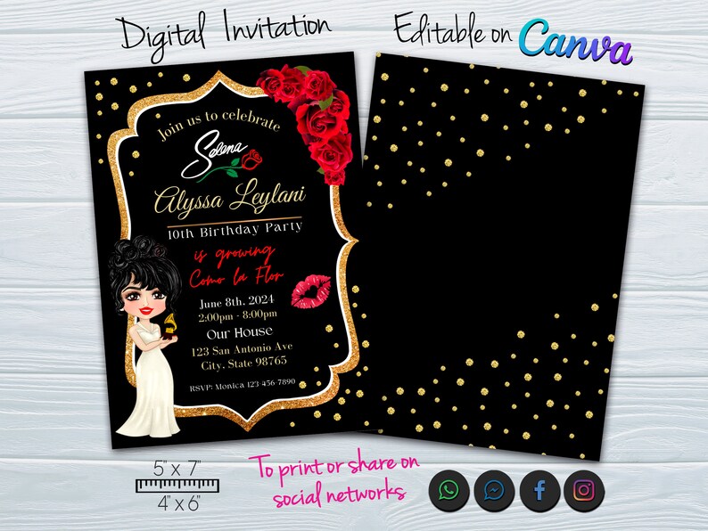 SELENA QUINTANILLA Birthday Invitation, Selena Modern Birthday, Cute ...