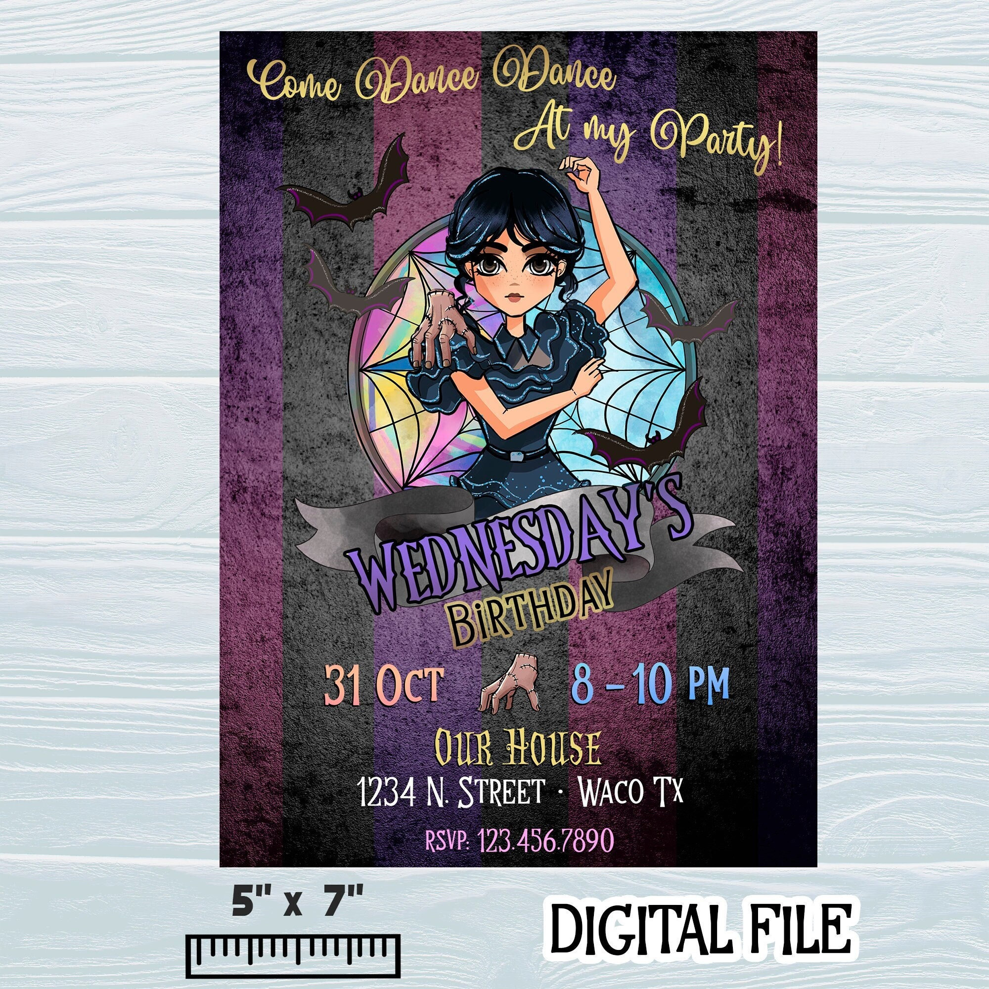 Wednesday DANCE Invitation, Wednesday Addams Birthday Invitation ...