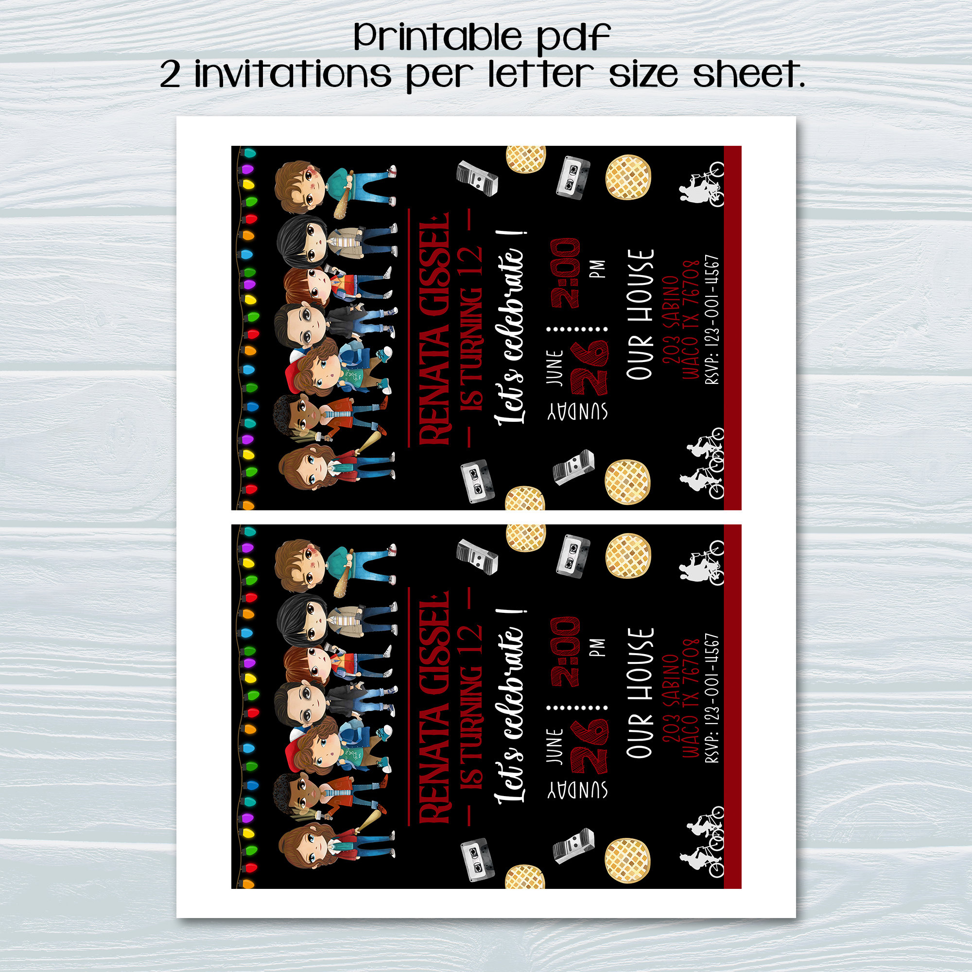 STRANGER THINGS Themed Invitation 5x7"or 4x6" / PERSONALIZED for You ...