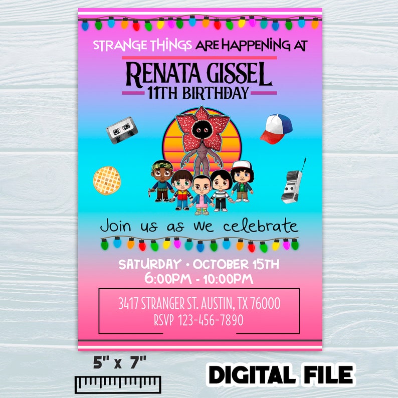 Stranger Things Birthday Invitation / Delivered 24/48 Hours / Beautiful ...