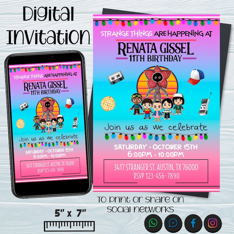 Stranger Things Birthday Invitation / Delivered 24/48 Hours / Beautiful ...