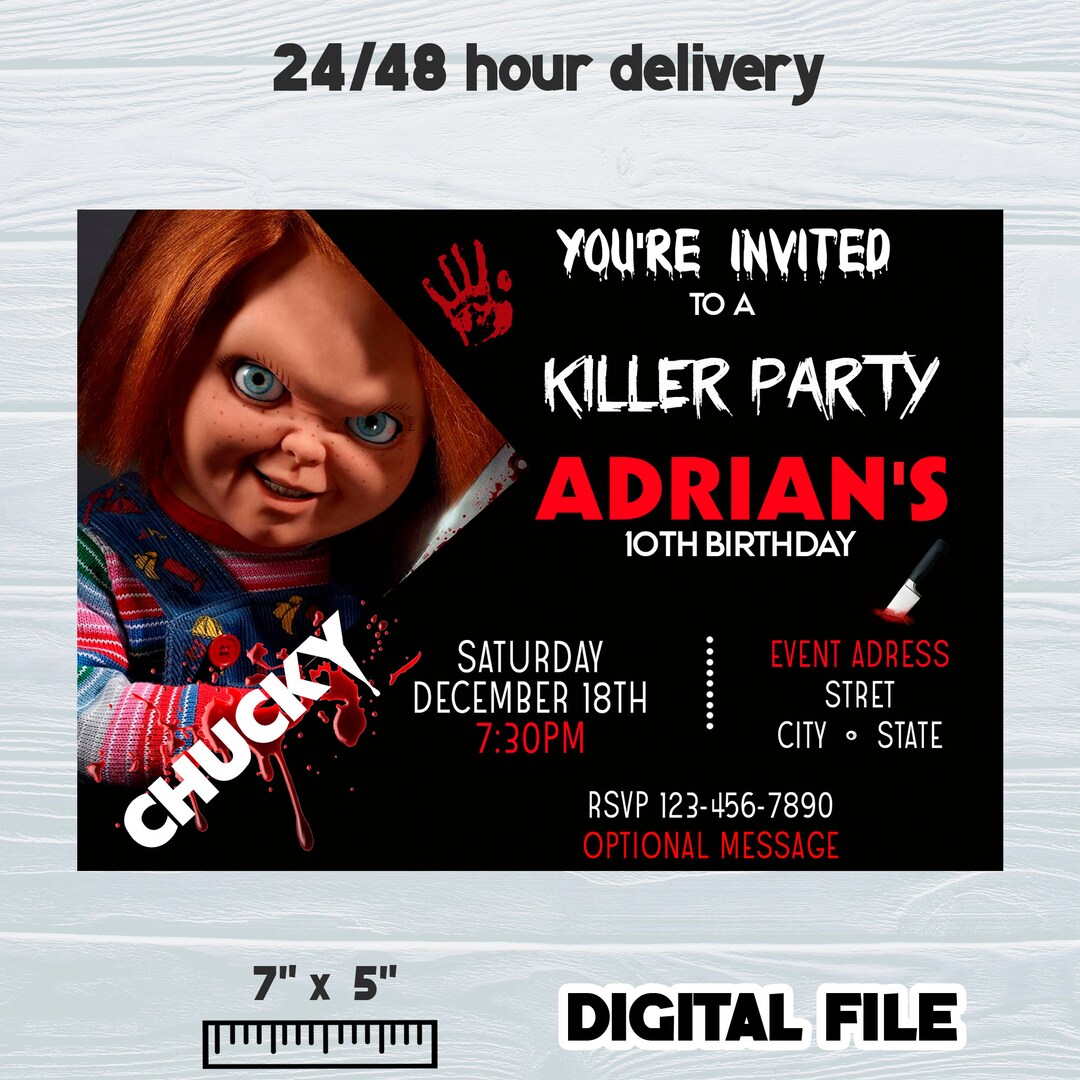 Chucky Kids Invitation Themed Invitation 7x5or 6x4 / Personalized for ...