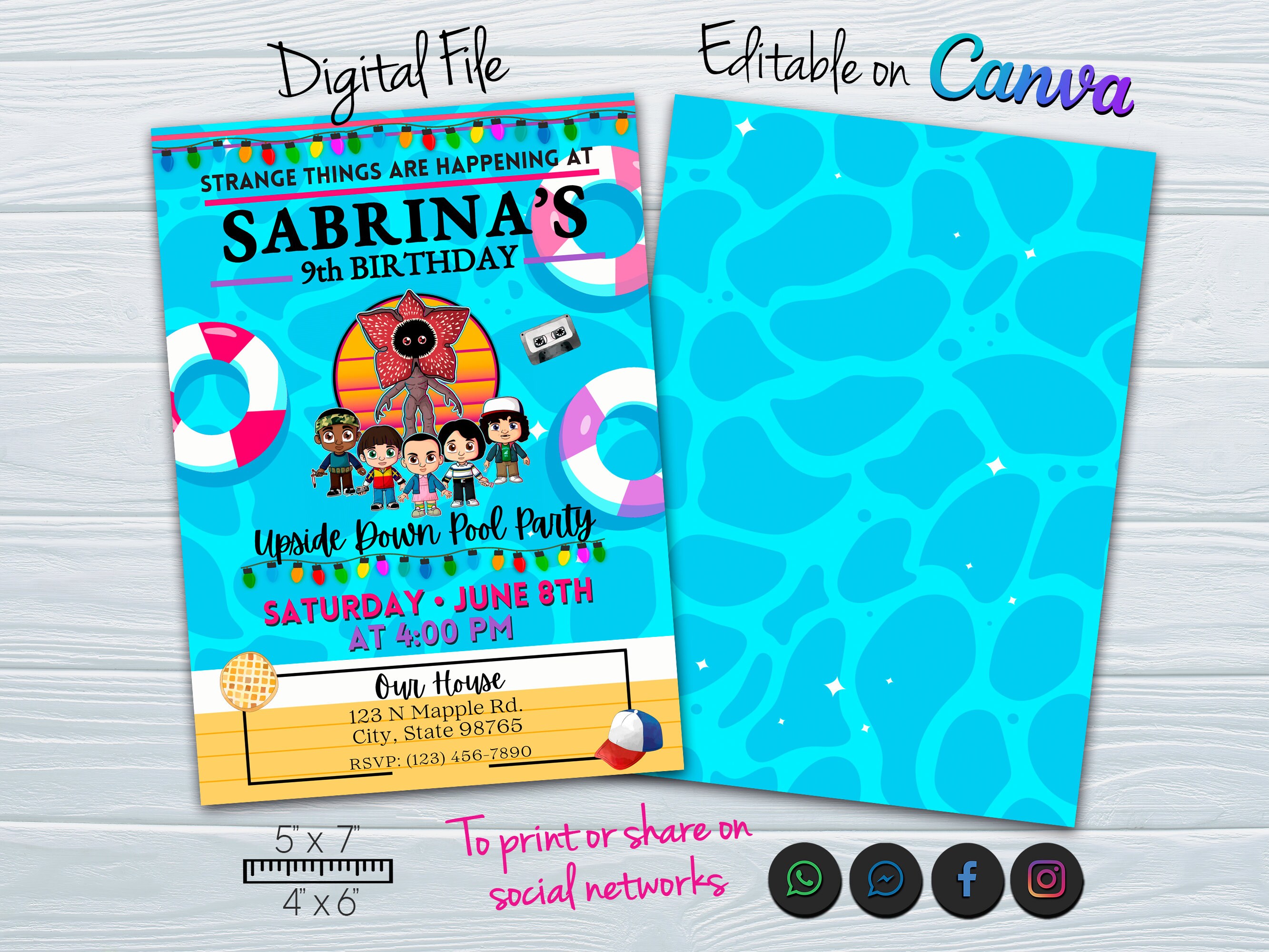 Stranger Things Pool Party Invitation, STRANGER THINGS Birthday ...