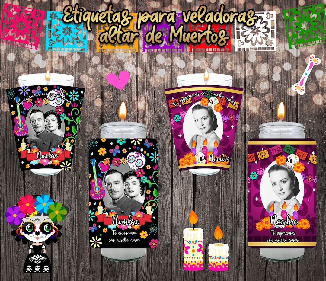Day of the Dead Candle Label / Editable in Powerpoint / Instant ...