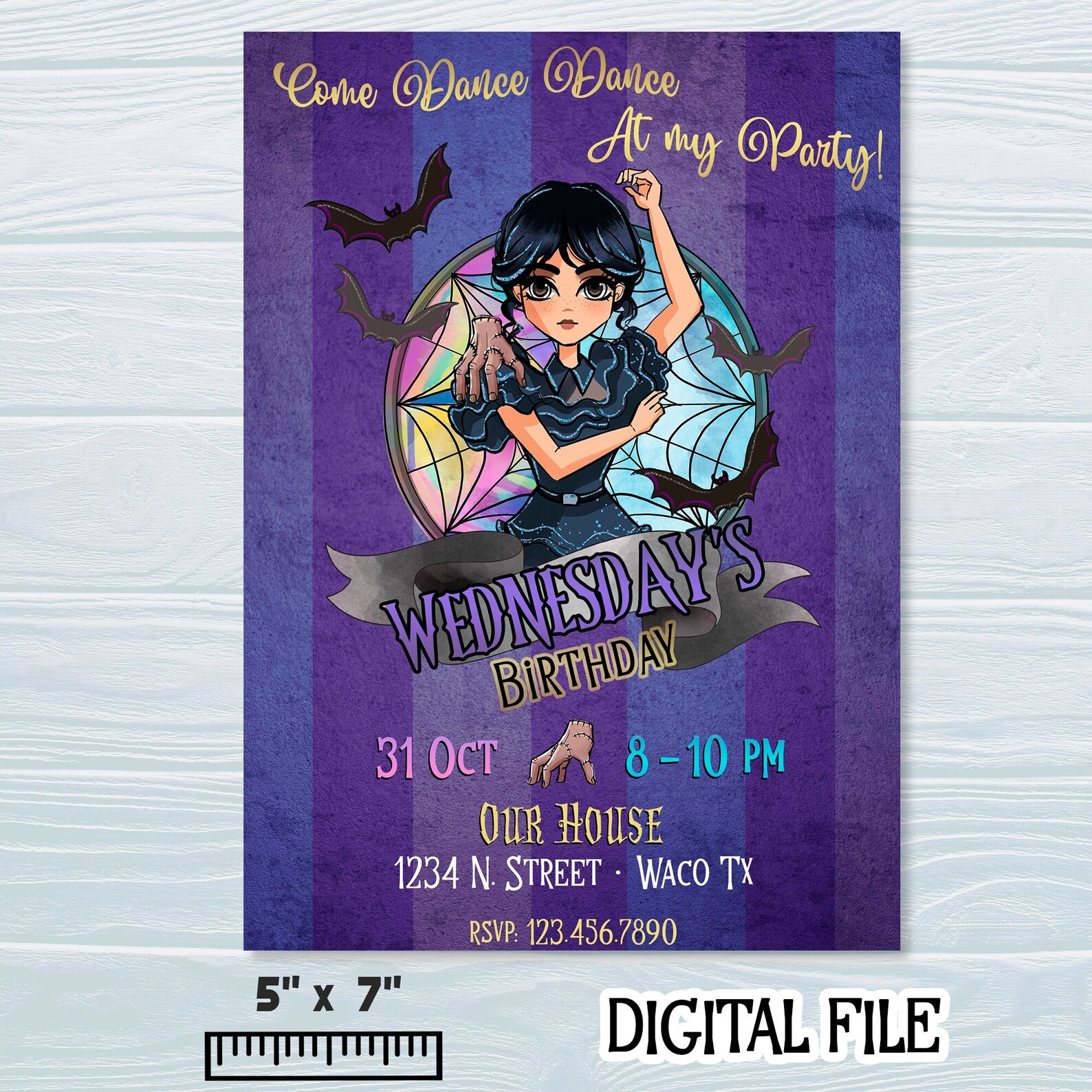 Wednesday DANCE Invitation, Wednesday Addams Birthday Invitation ...