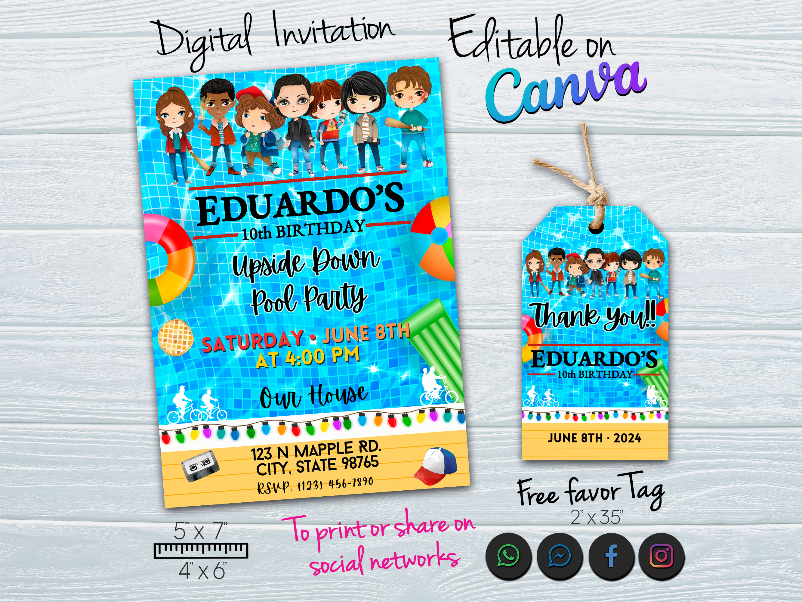 Stranger Things Pool Party Invitation, STRANGER THINGS Birthday ...