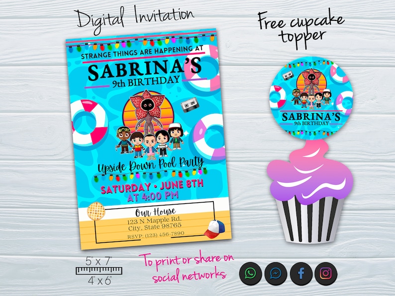 Stranger Things Pool Party Invitation, STRANGER THINGS Birthday ...