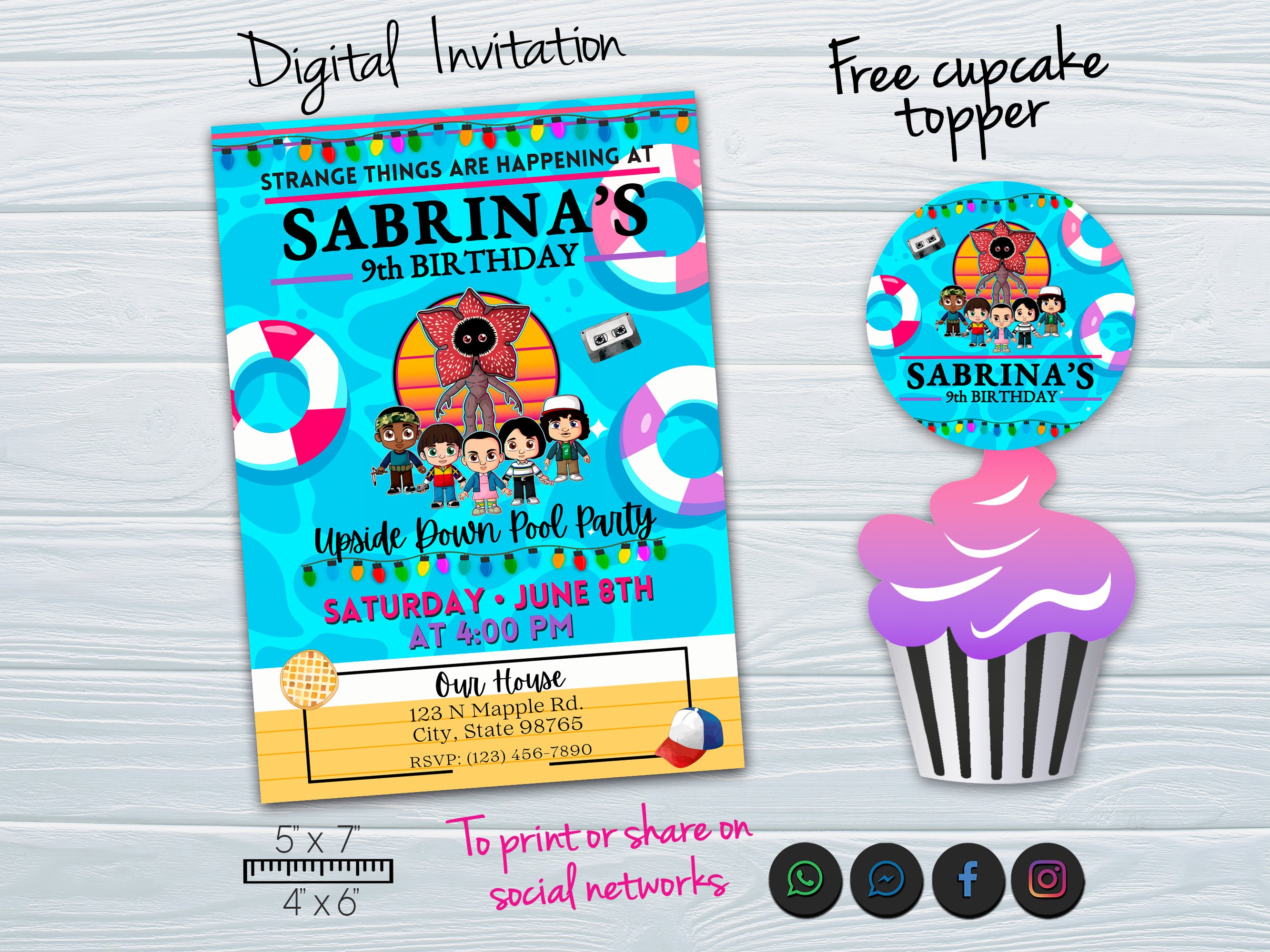 Stranger Things Pool Party Invitation, STRANGER THINGS Birthday ...