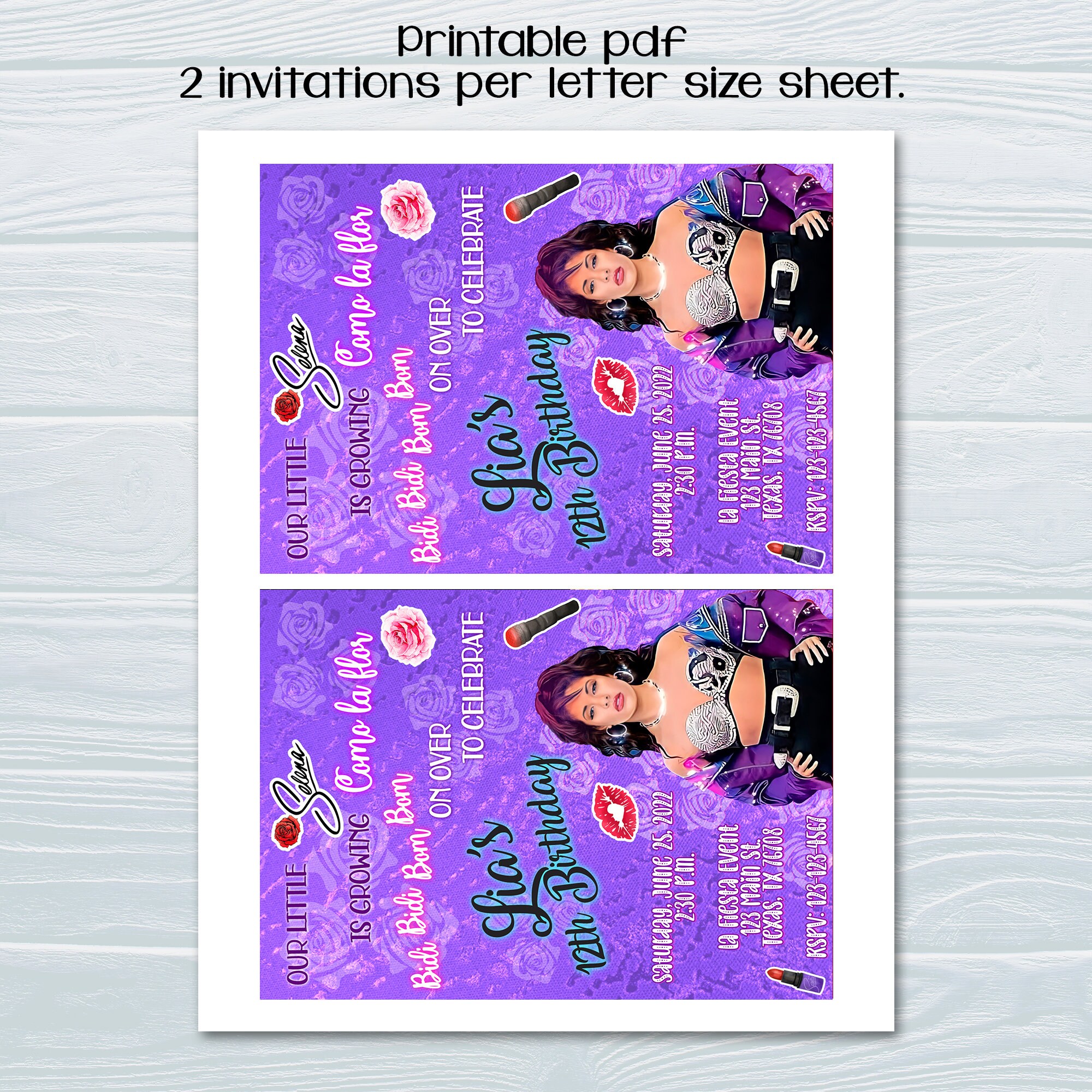 SELENA QUINTANILLA Themed Invitation / PERSONALIZED for You / Emailed ...